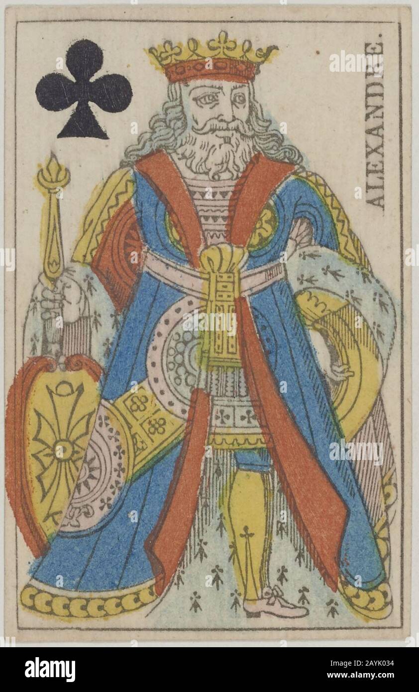 French Portrait card deck - 1816 - King of Clubs Stock Photo - Alamy