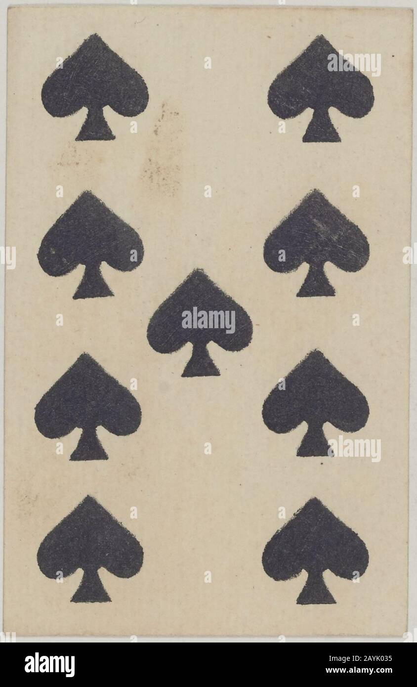 French Portrait card deck - 1816 - 9 of Spades Stock Photo - Alamy