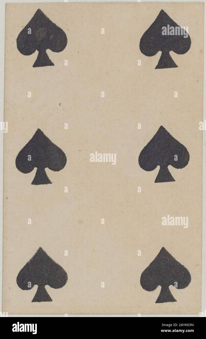 French Portrait card deck - 1816 - 6 of Spades Stock Photo - Alamy