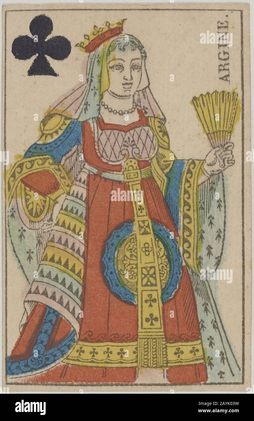 French Portrait card deck - 1816 - Queen of Clubs Stock Photo - Alamy