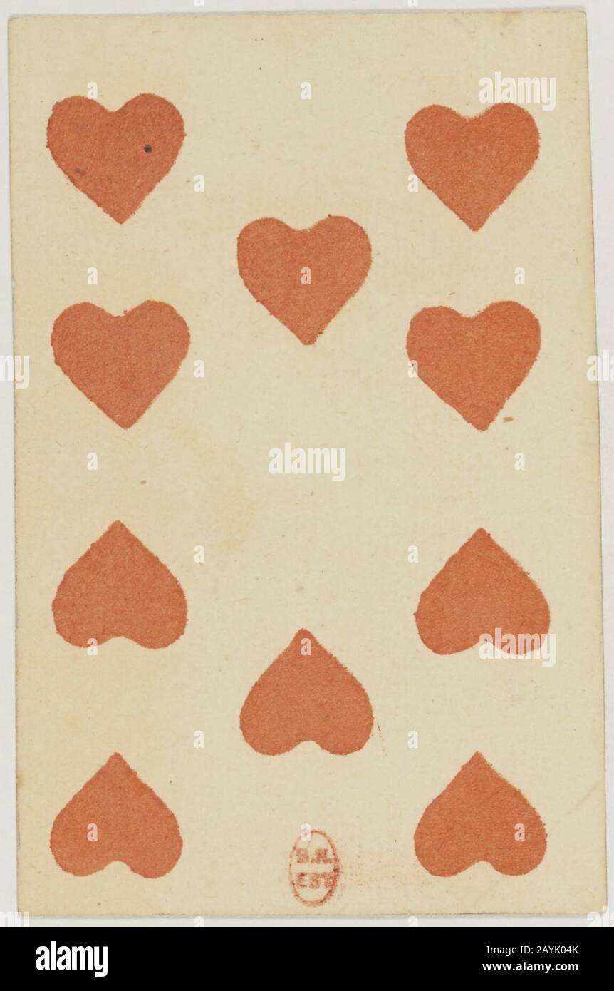 French Portrait card deck - 1827 - 10 of Hearts Stock Photo - Alamy