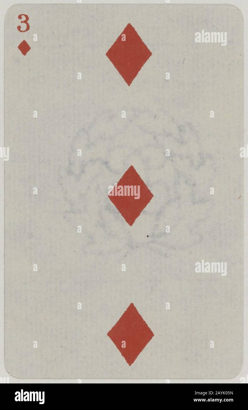 French Portrait card deck - 1850 - 3 of Diamonds Stock Photo - Alamy