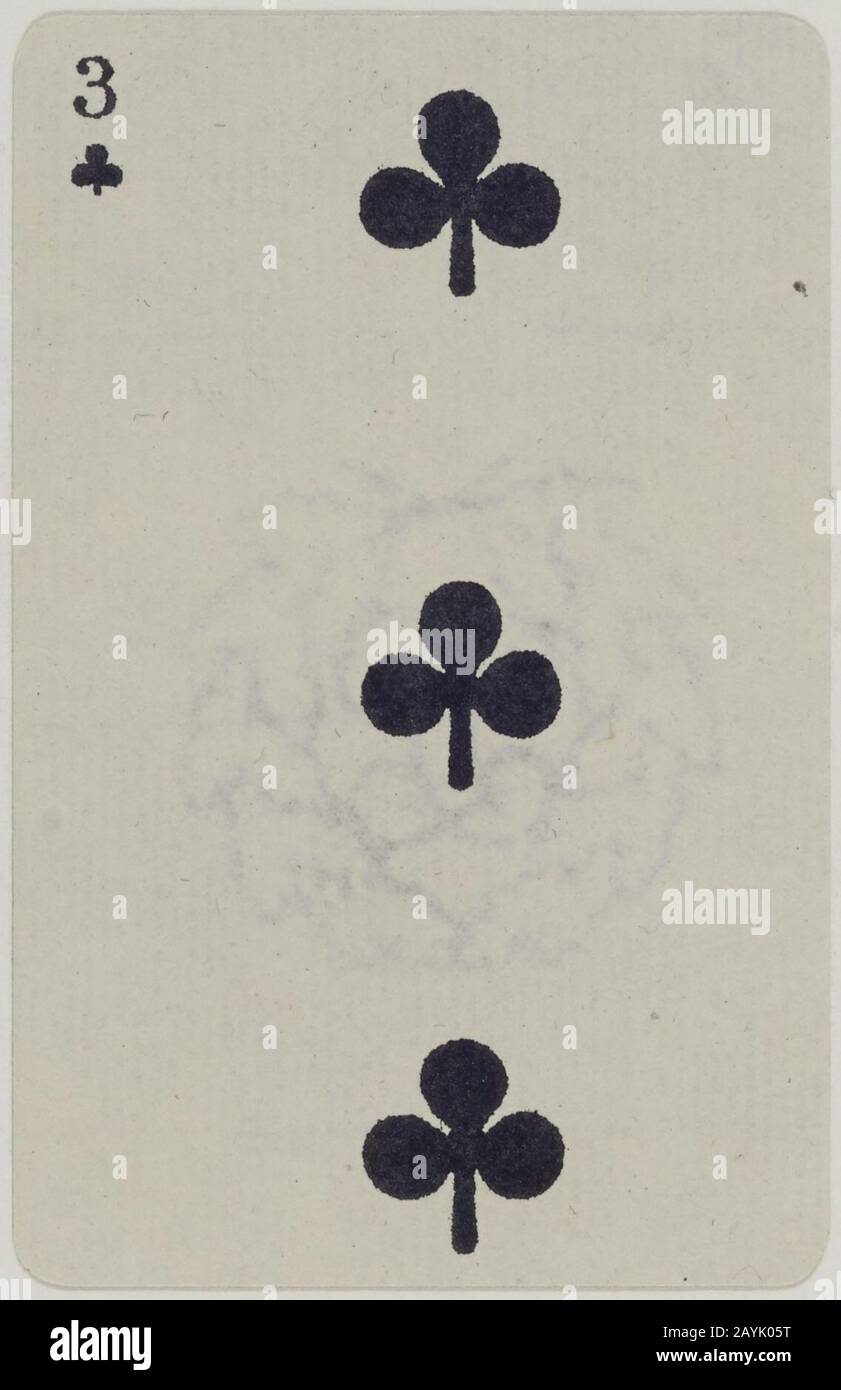 French Portrait card deck - 1850 - 3 of Clubs Stock Photo - Alamy