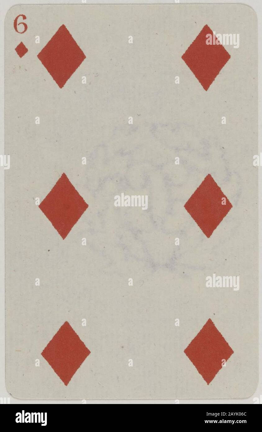 French Portrait card deck - 1850 - 6 of Diamonds Stock Photo - Alamy