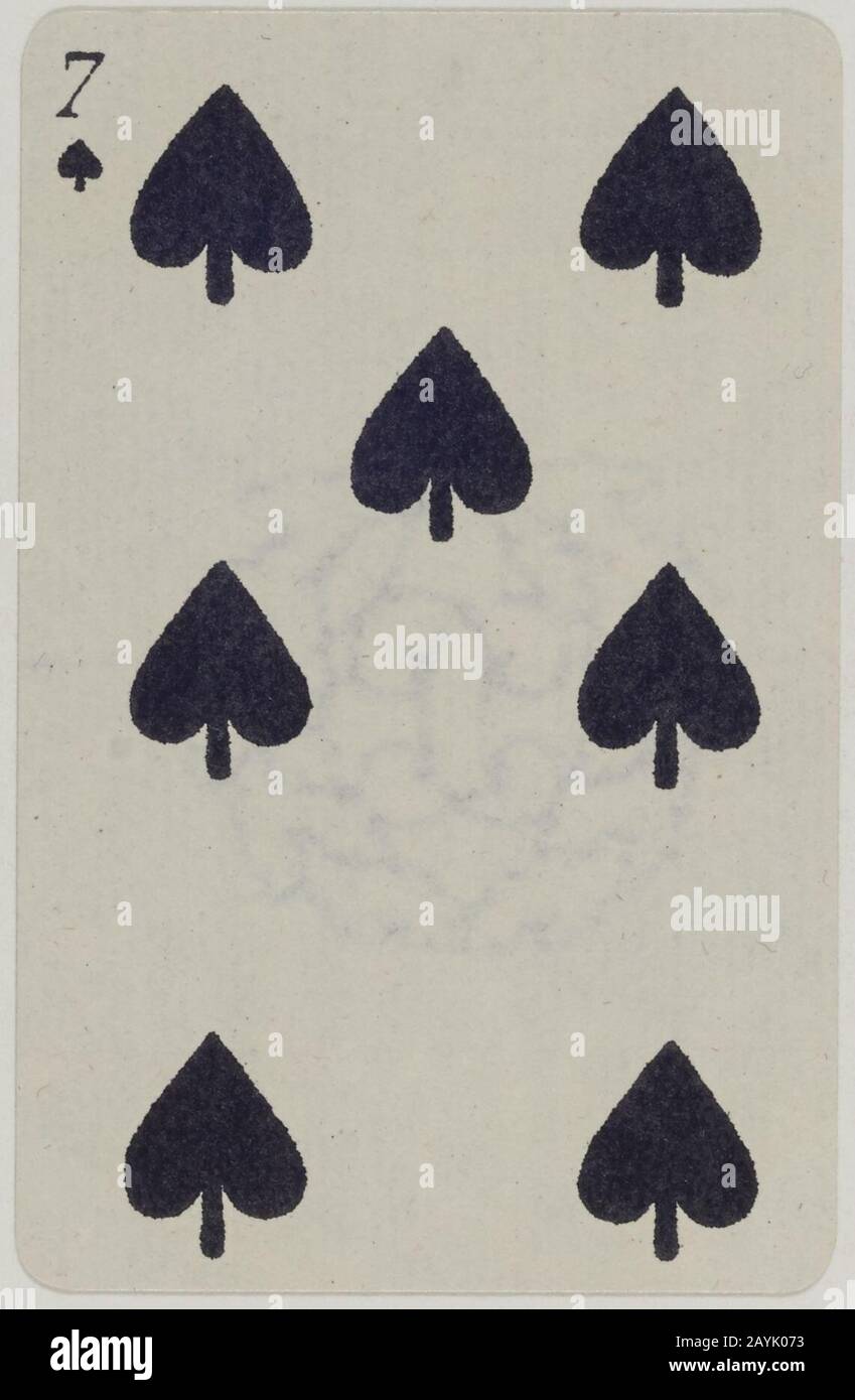French Portrait card deck - 1850 - 7 of Spades Stock Photo - Alamy