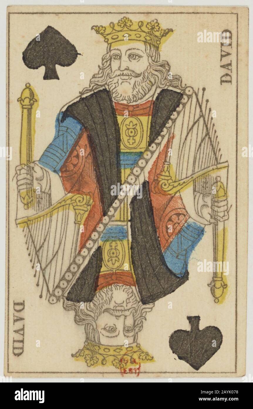 French Portrait card deck - 1827 - King of Spades Stock Photo - Alamy