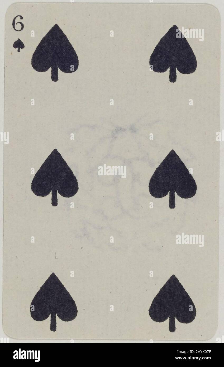French Portrait card deck - 1850 - 6 of Spades Stock Photo - Alamy