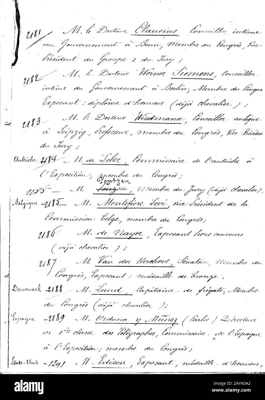 French Presidential Decree -Award of Legion of Honour to Helholtz, Bell ...