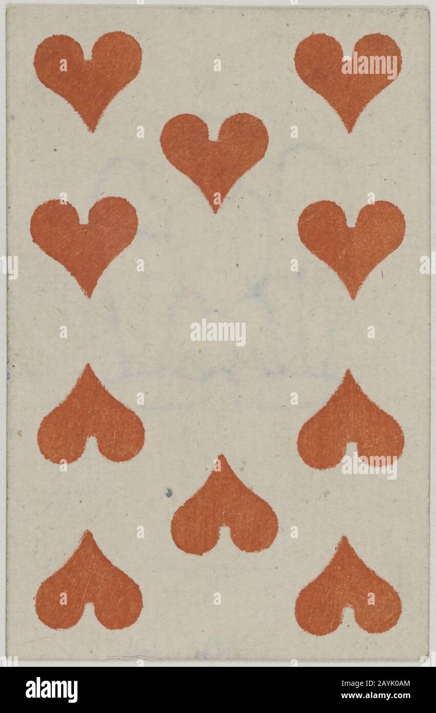 French Portrait card deck - 1853 - 10 of Hearts Stock Photo - Alamy