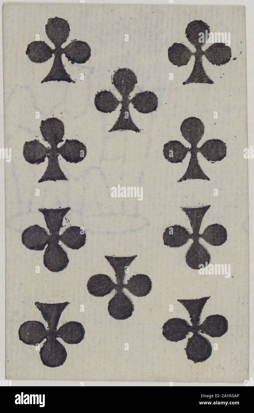 French Portrait card deck - 1853 - 10 of Clubs Stock Photo - Alamy