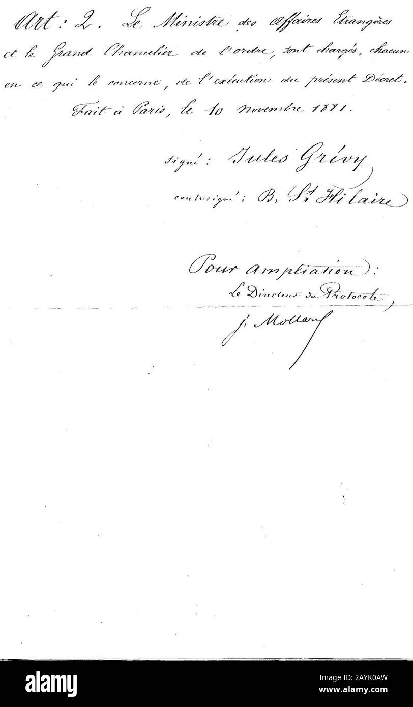 French Presidential Decree -Award of Legion of Honour to Helholtz, Bell ...