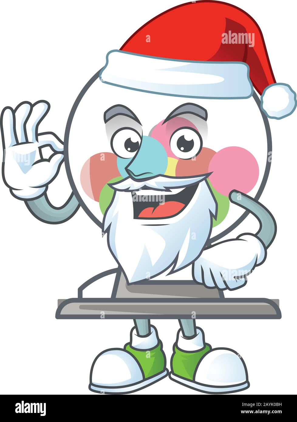 A lovely Santa lottery machine ball mascot picture style with ok finger ...