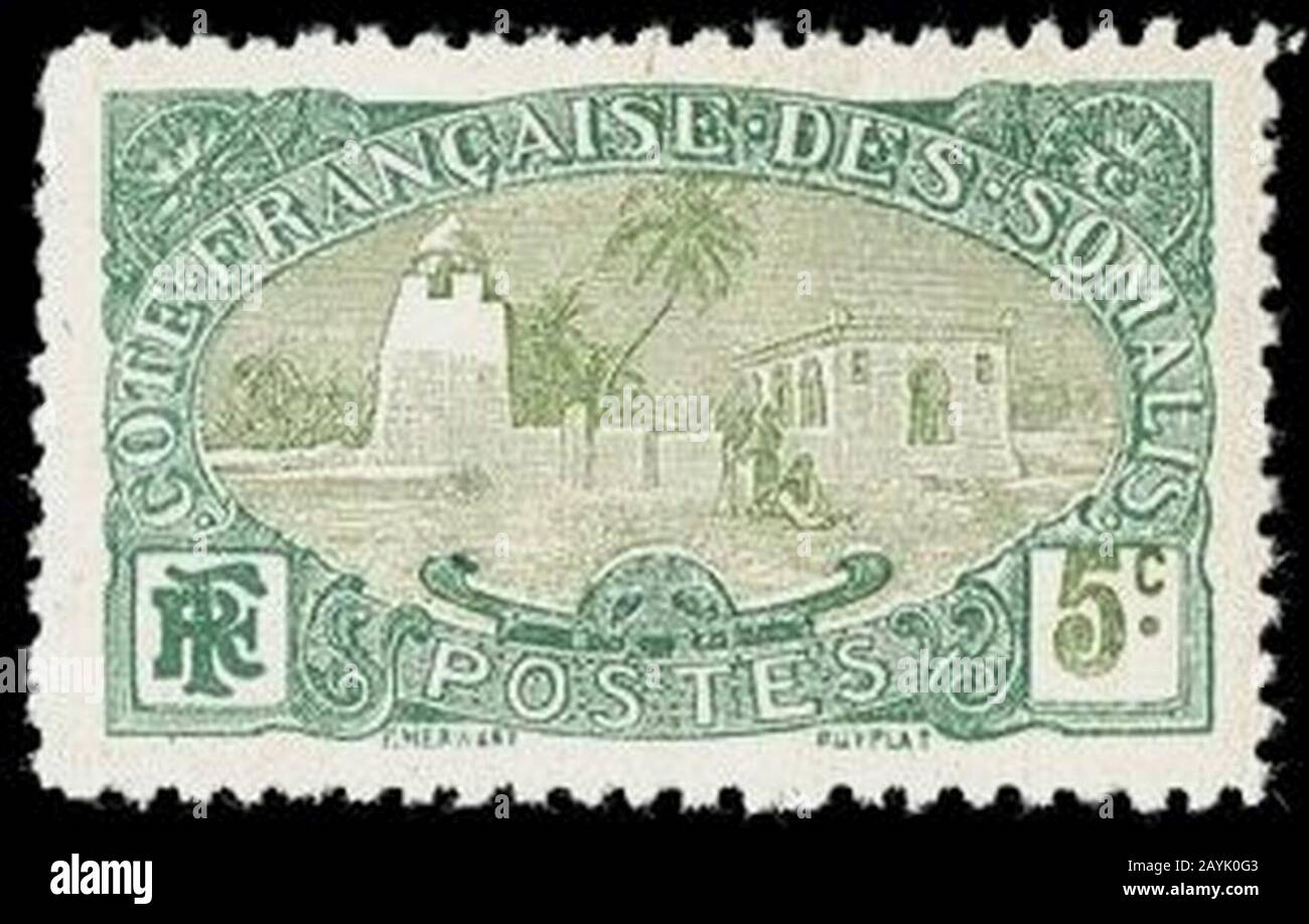 French Somali Coast 1909 5c Tadjoura Mosque stamp Stock Photo - Alamy