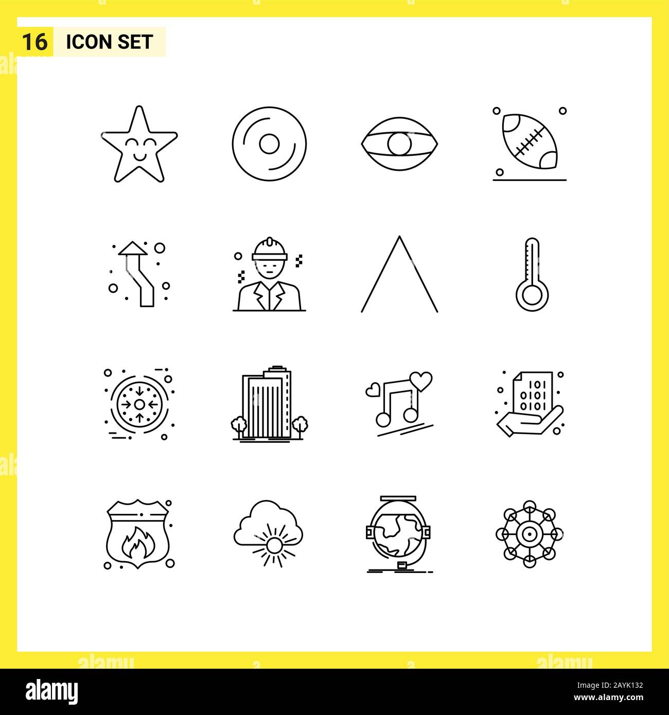 16 Icon Set. Simple Line Symbols. Outline Sign on White Background for ...