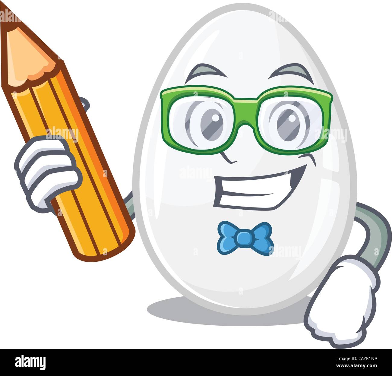 A smart Student white egg character holding pencil Stock Vector Image ...