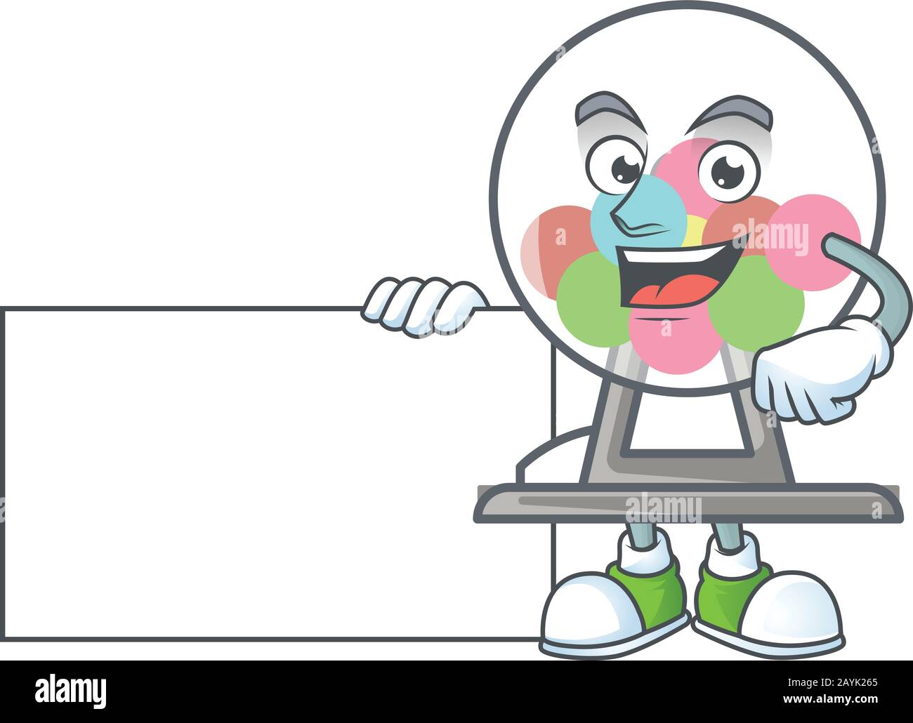 Cute funny lottery machine ball cartoon character having a board Stock ...