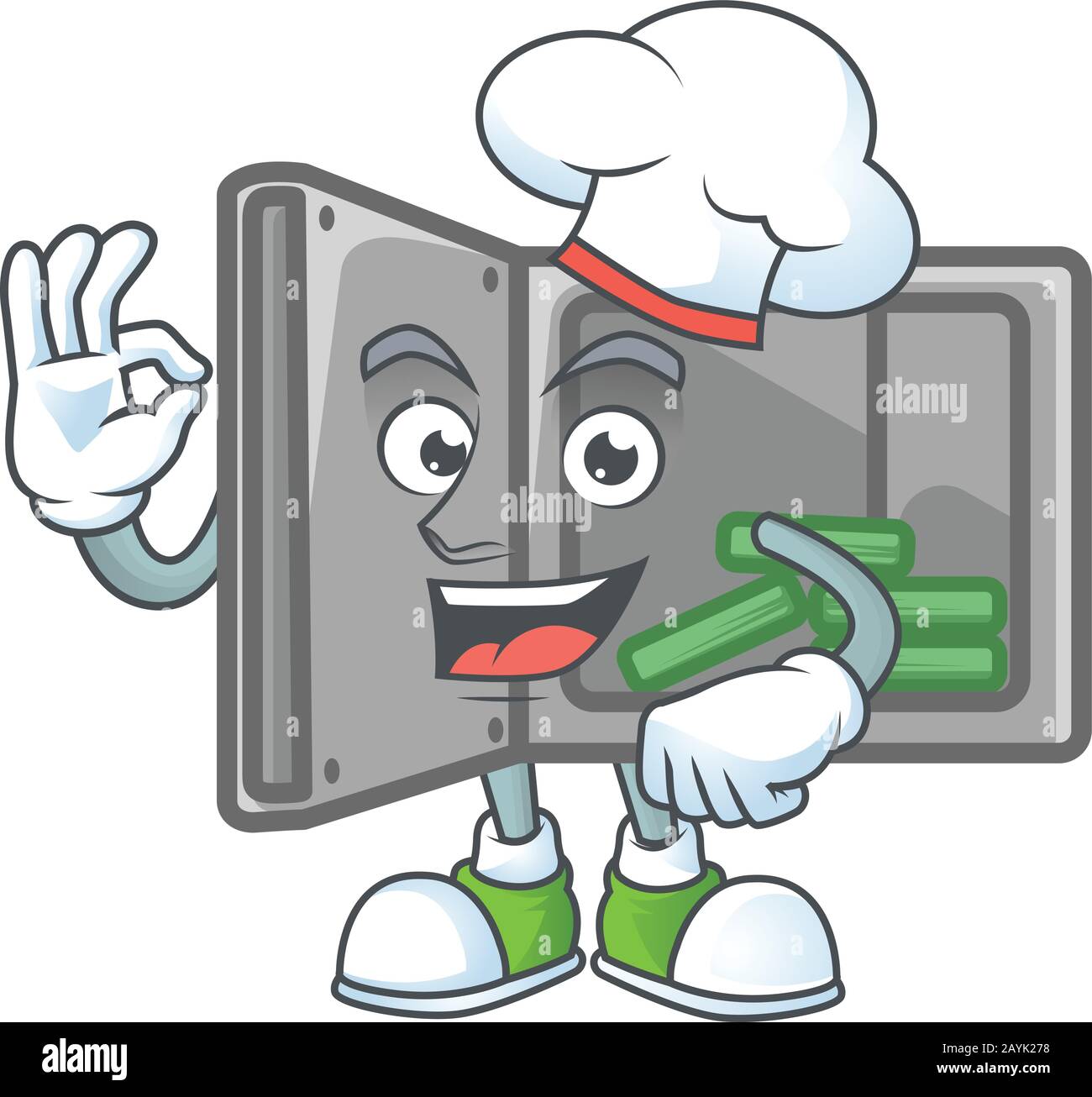 Security box open cartoon character in a chef dress and white hat Stock ...