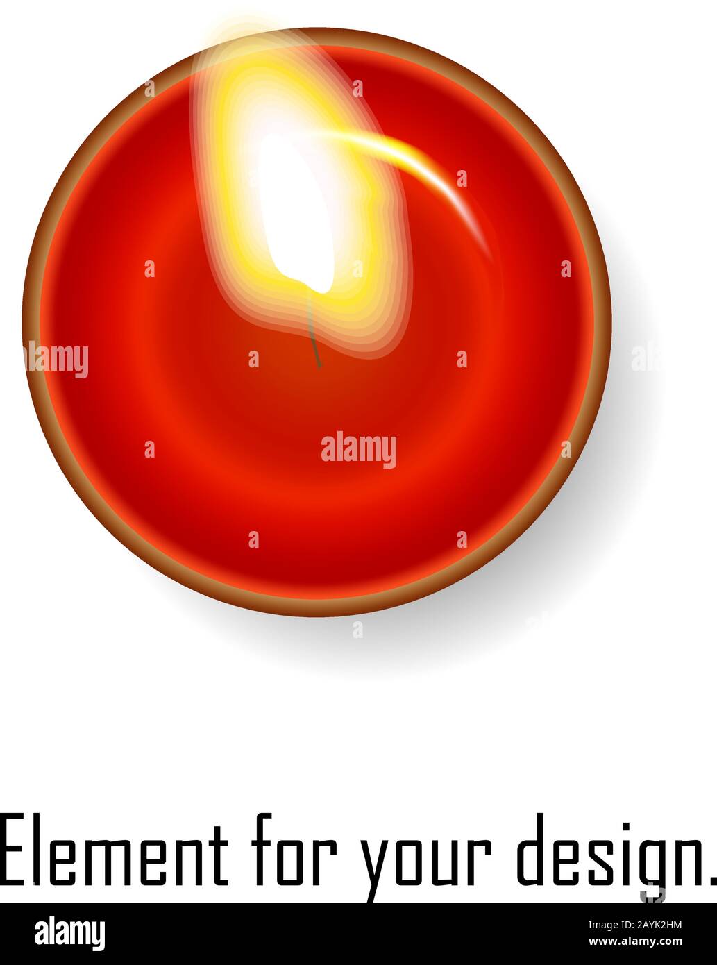 Candle top view on a white background. Vector realistic illustration ...