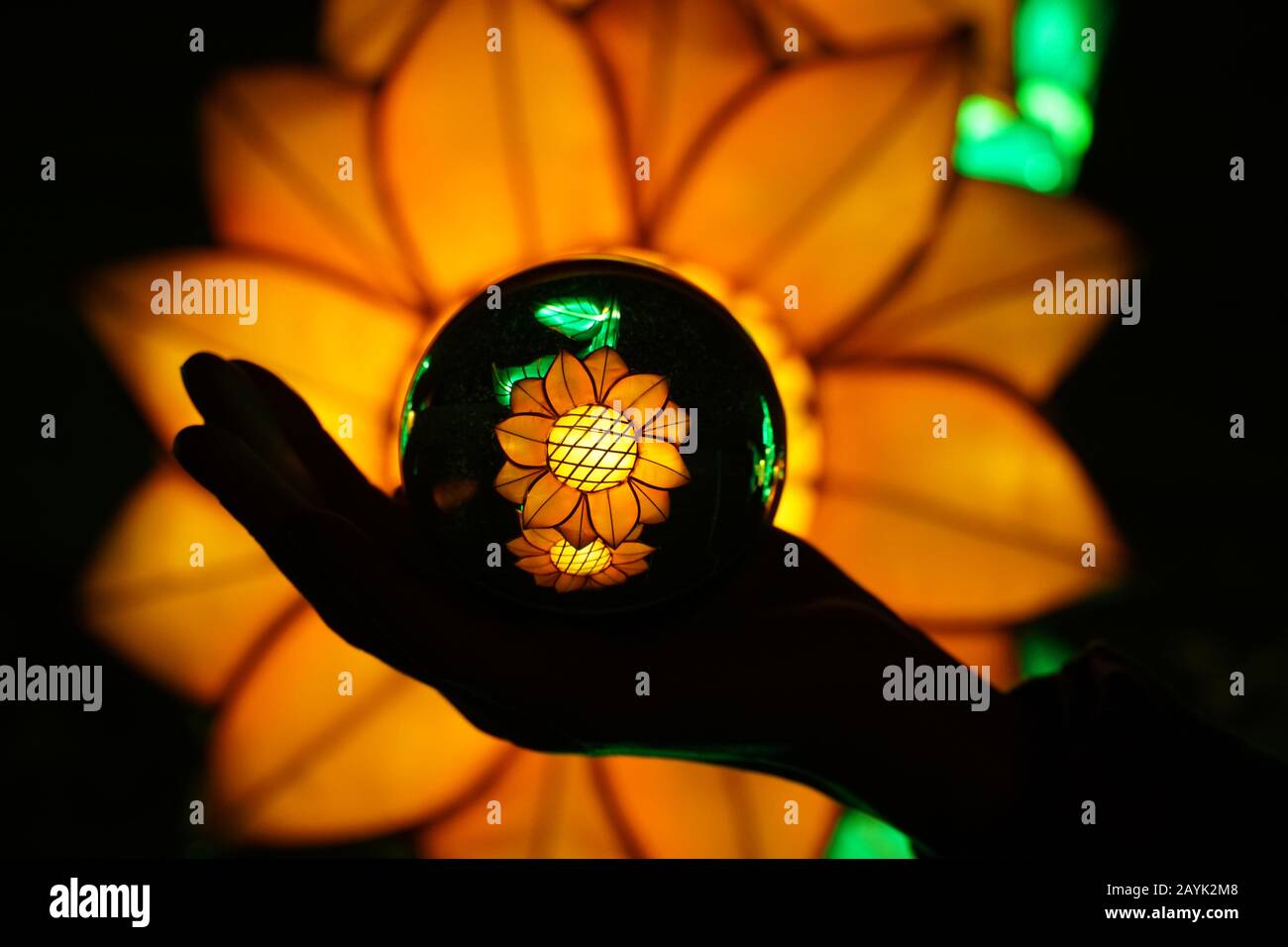 Glass sphere photography of a flower at the China Lights Festival in ...