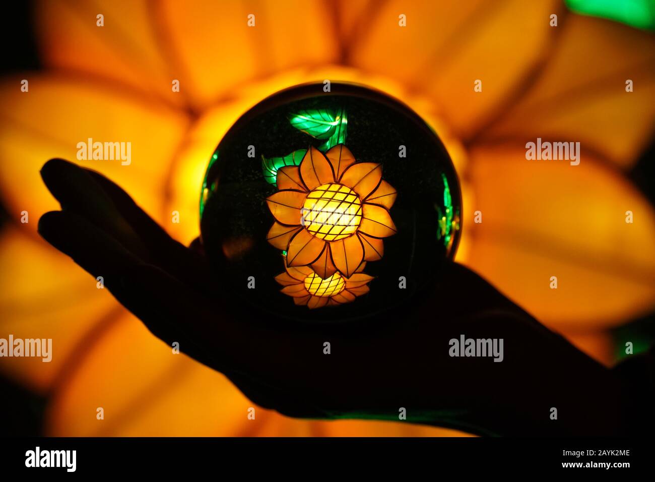 Glass sphere photography of a flower at the China Lights Festival in ...