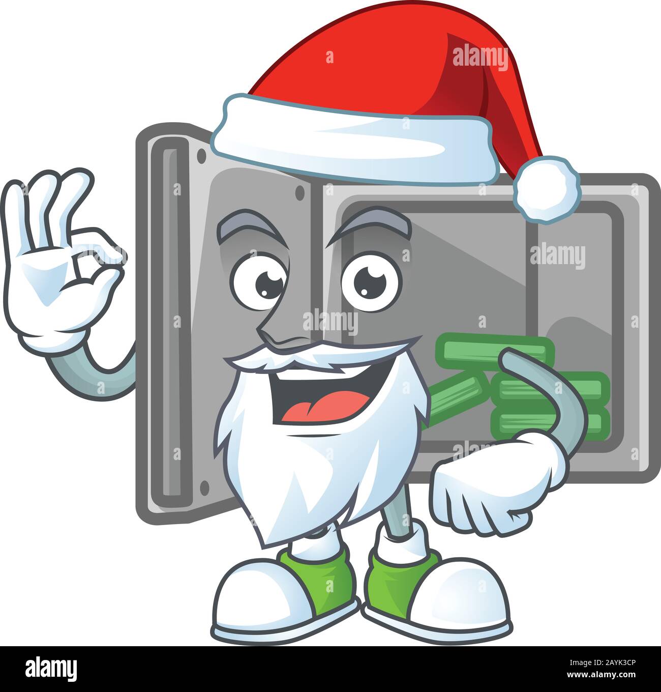 A lovely Santa security box open mascot picture style with ok finger ...