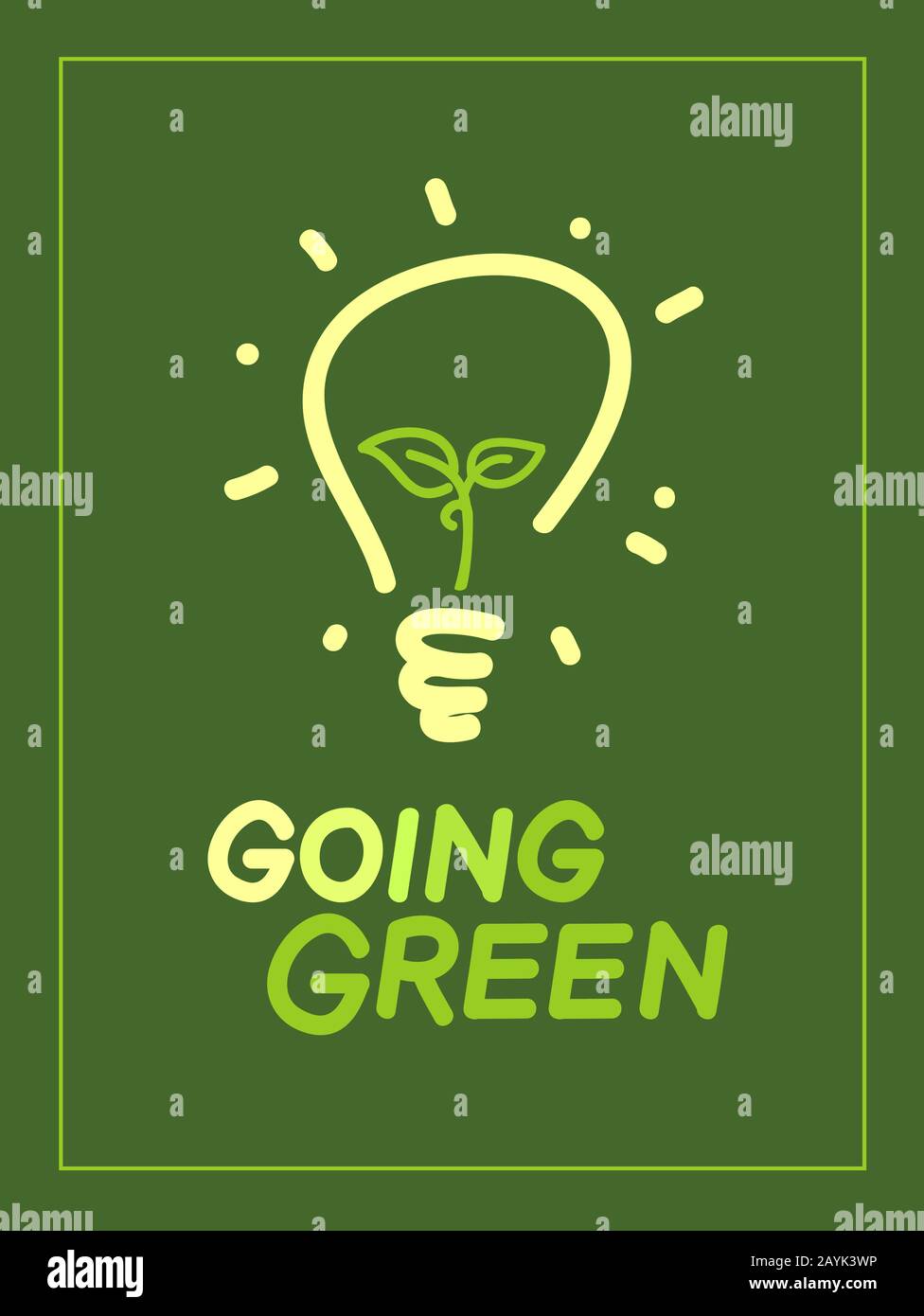 Illustration of a Light Bulb with Green Seedling Plant and Going Green ...