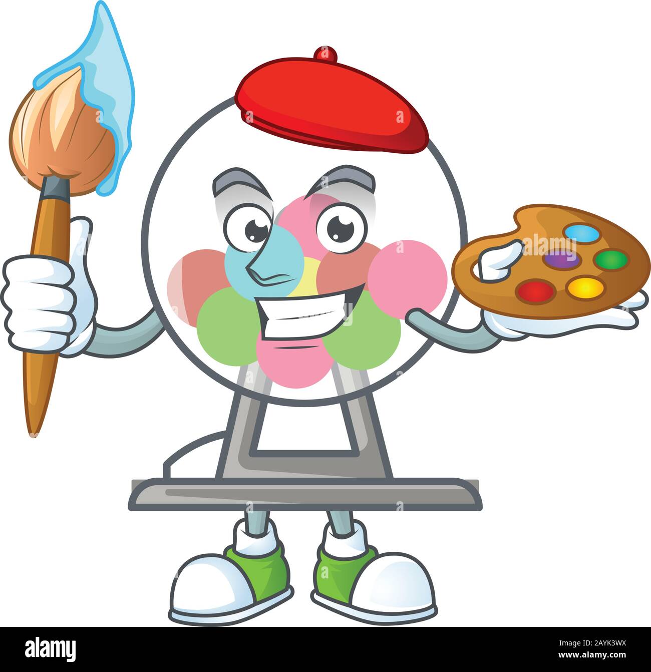 An elegant lottery machine ball painter mascot icon with brush Stock ...