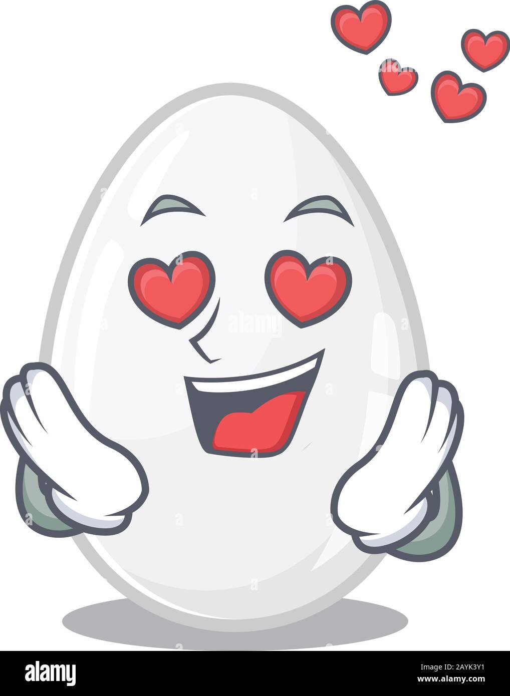 Romantic falling in love white egg cartoon character concept Stock ...