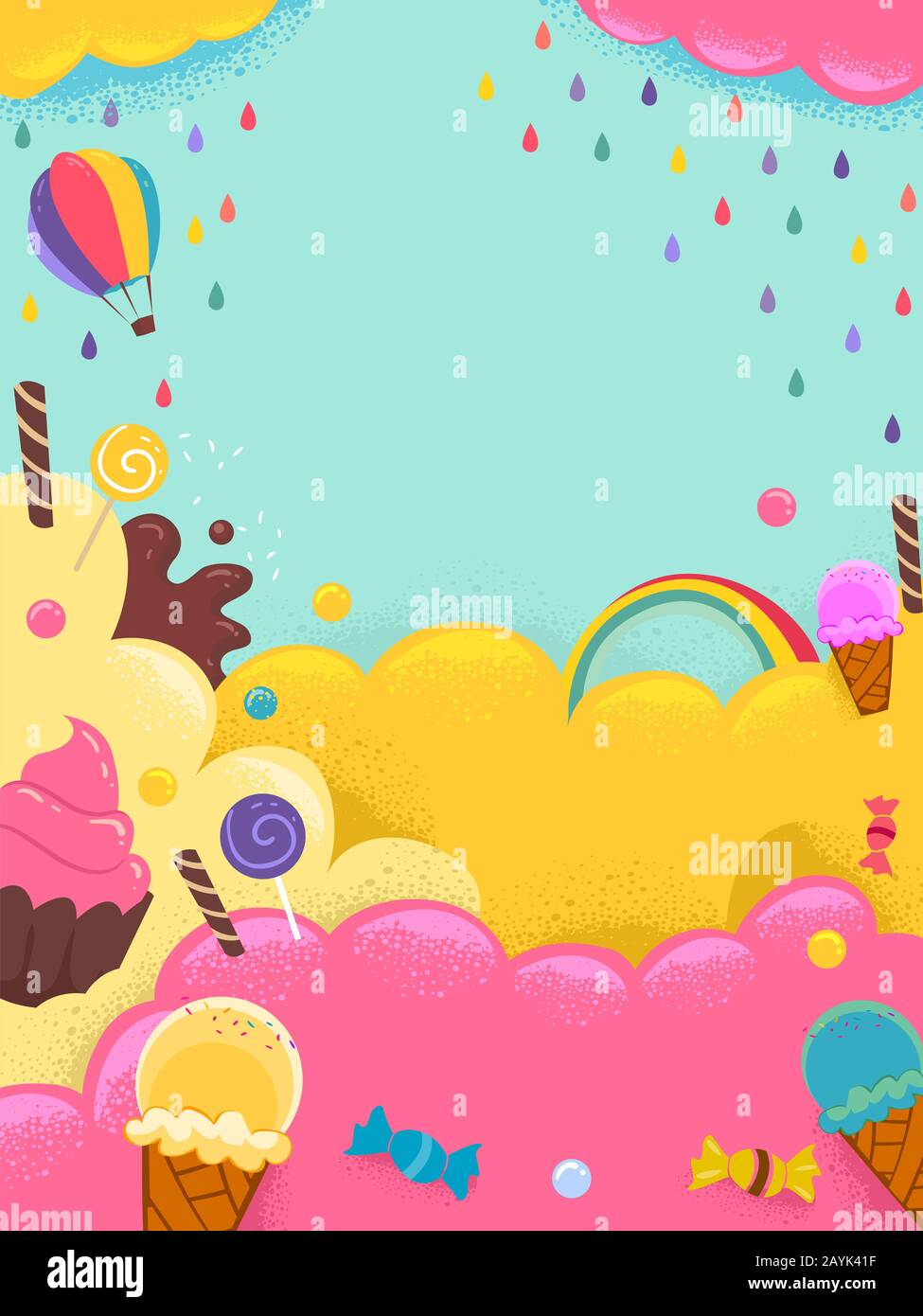 Background Illustration of Candies, Ice Cream, Cakes and Sweets of ...