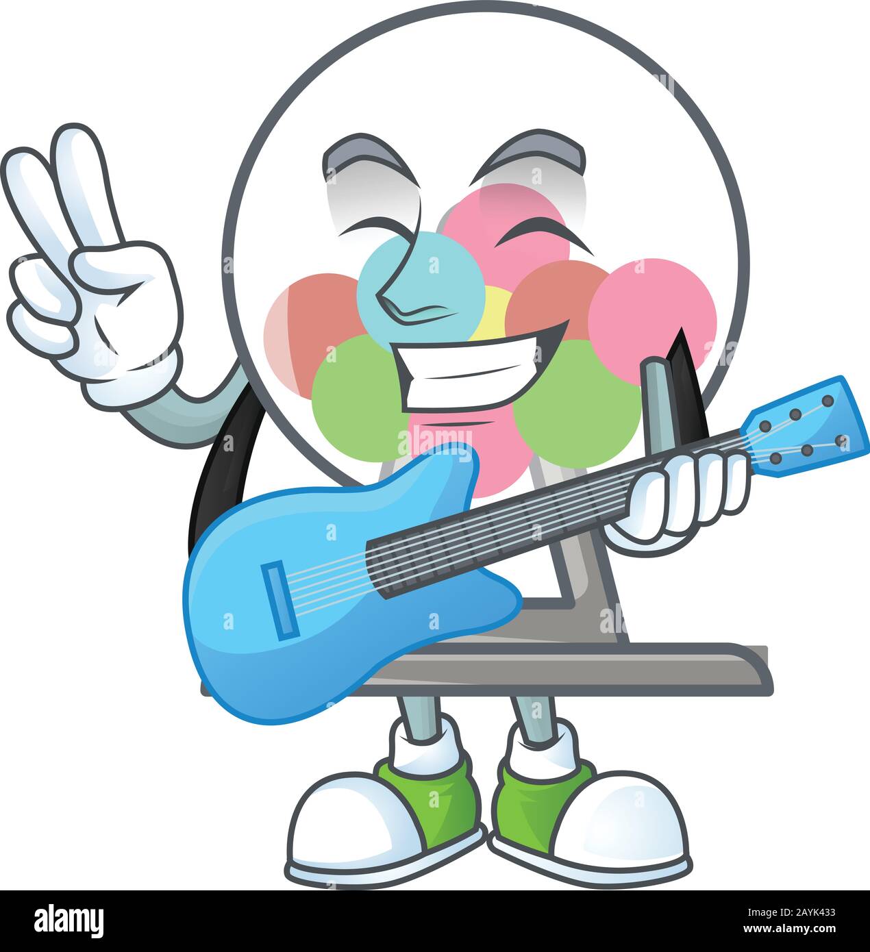 A cartoon character of lottery machine ball playing a guitar Stock ...