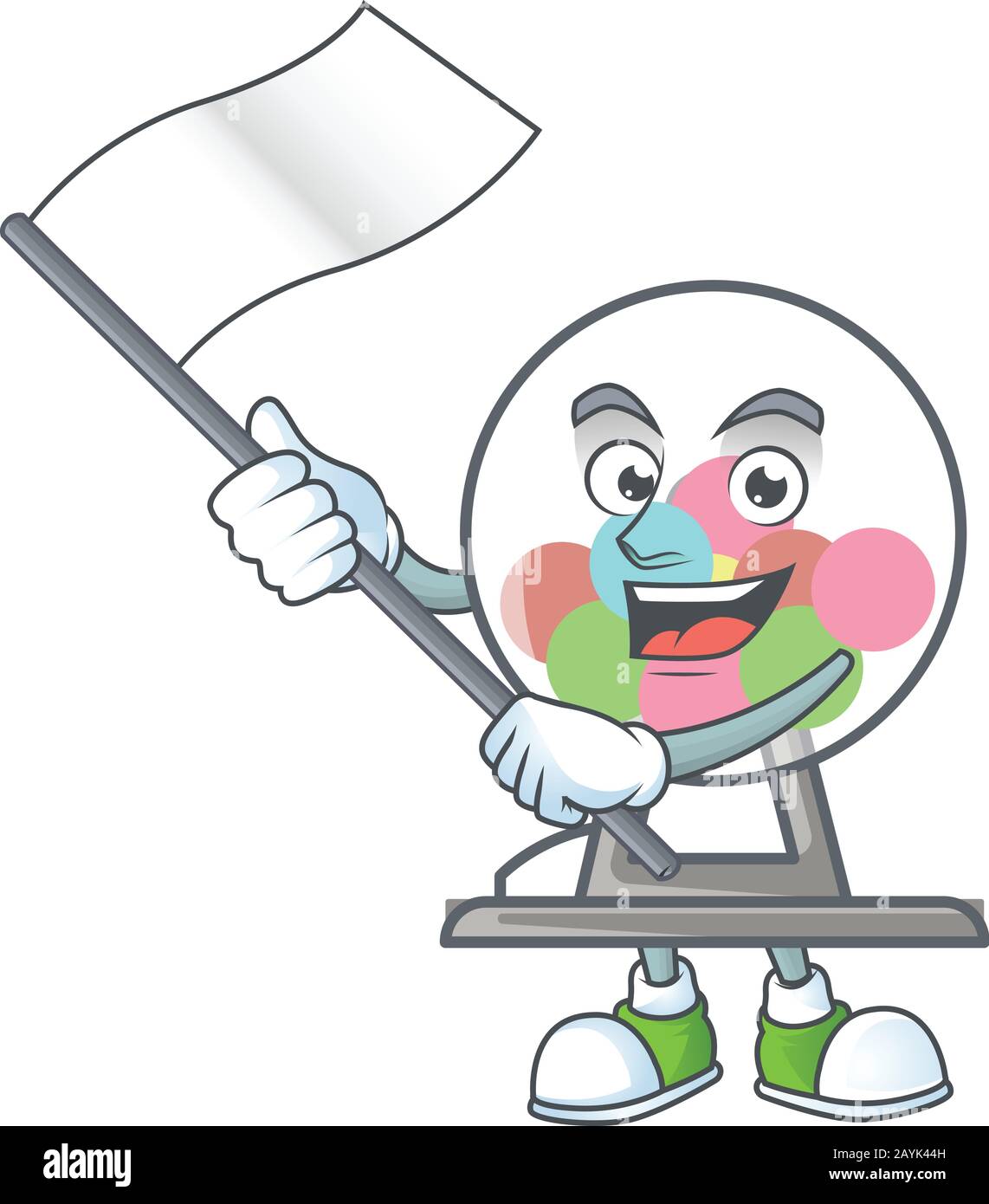 Funny lottery machine ball cartoon character design with a flag Stock ...
