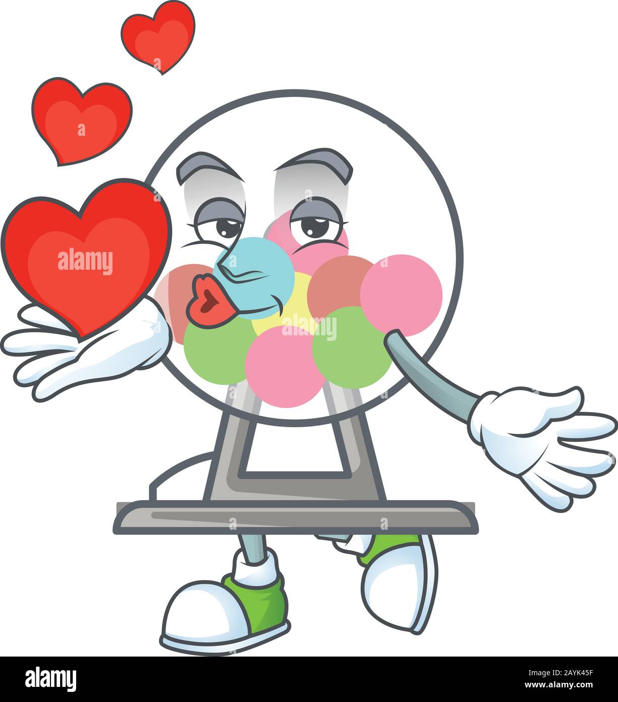 A sweetie lottery machine ball cartoon character holding a heart Stock ...
