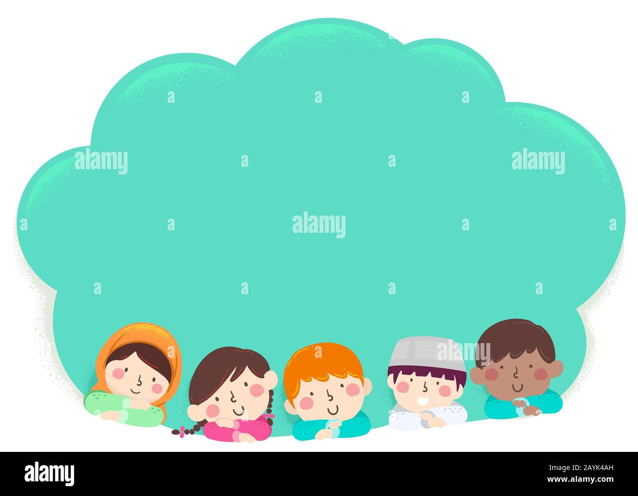 Illustration of Kids Diverse Kids Day Dreaming Together Inside a ...
