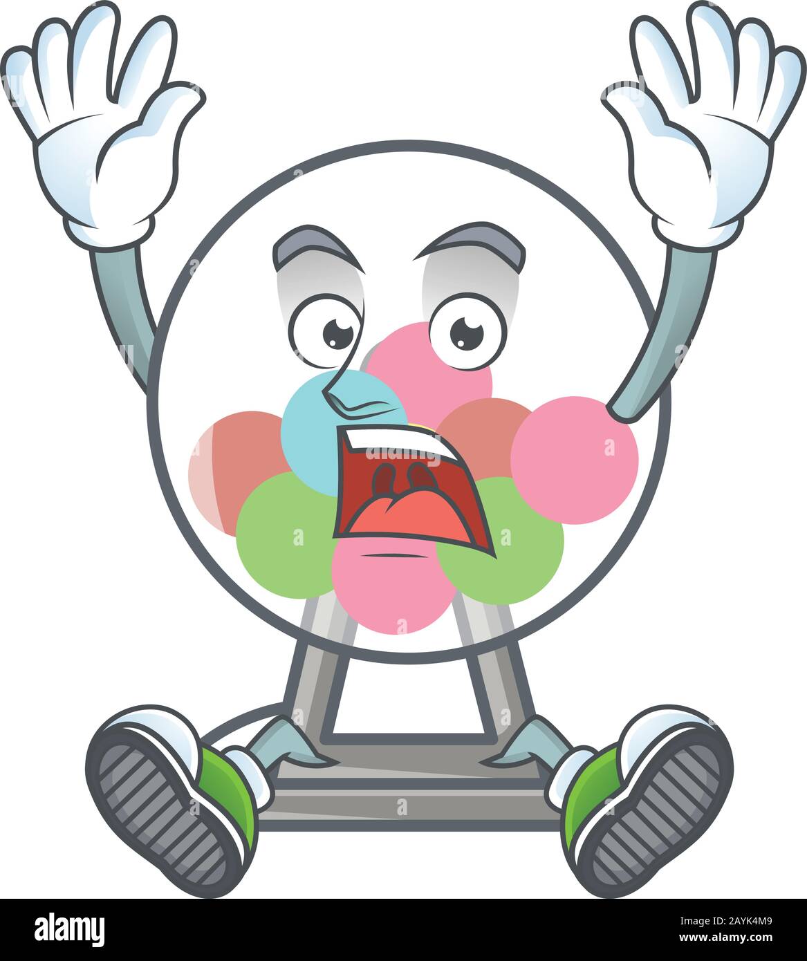 A picture of lottery machine ball cartoon design with shocking gesture ...