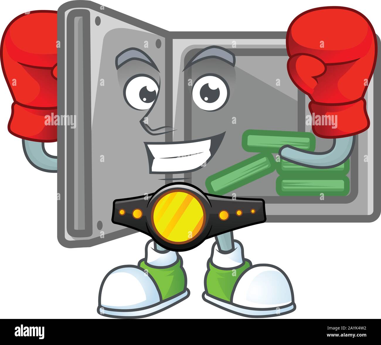 A sporty Boxing security box open cartoon character design style Stock ...
