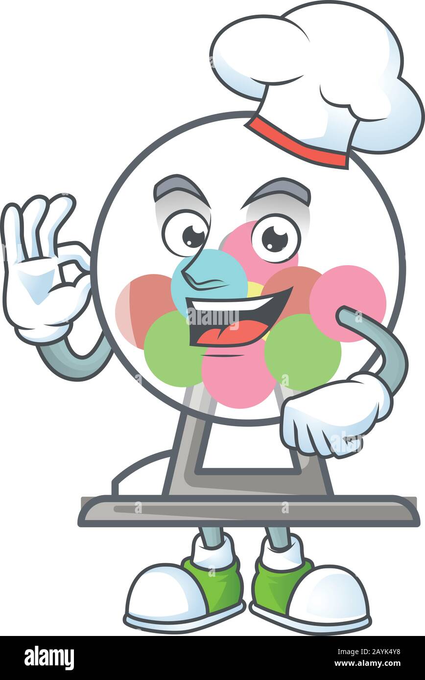 Lottery machine ball cartoon character in a chef dress and white hat ...