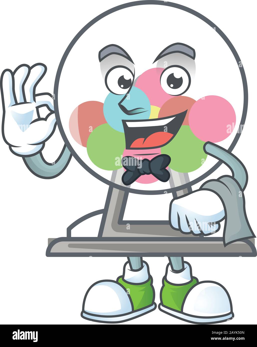 A lottery machine ball cartoon mascot working as a Waiter Stock Vector ...