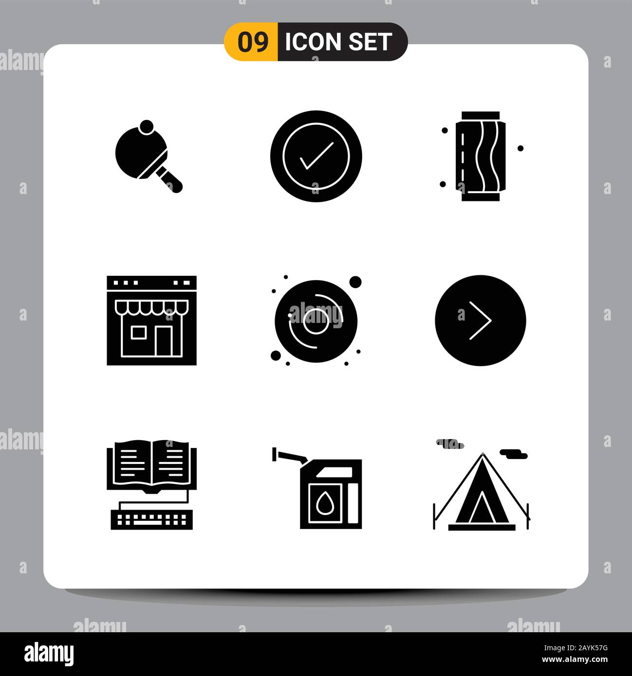 9 Black Icon Pack Glyph Symbols Signs for Responsive designs on white ...