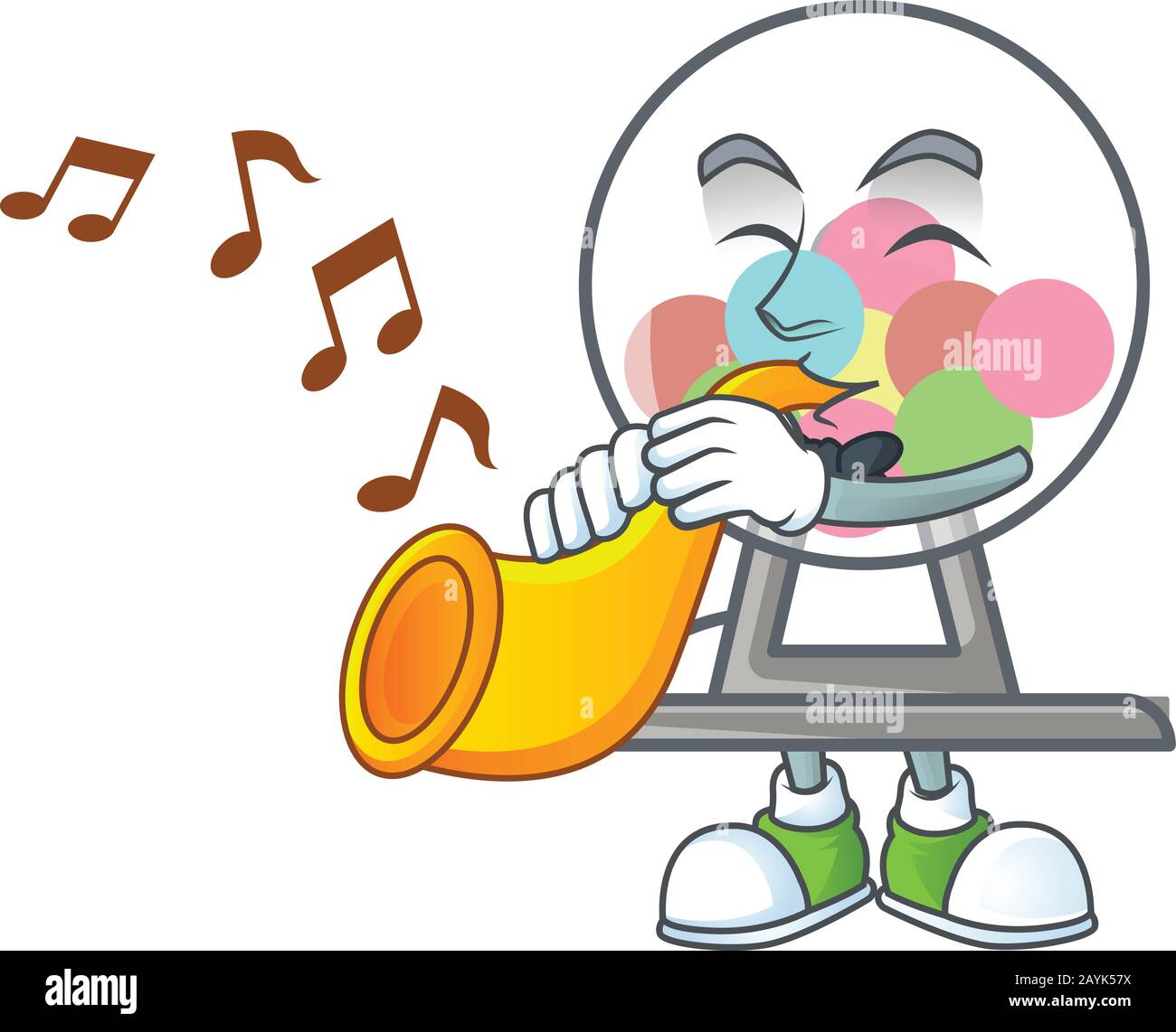 cartoon character style of lottery machine ball playing a trumpet Stock ...