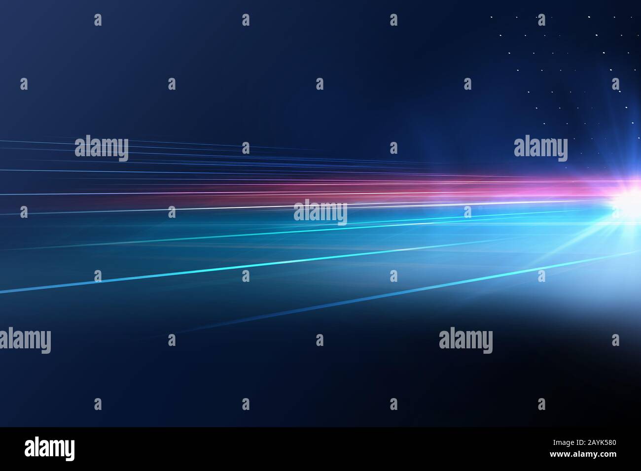 Digital abstract technology background with light rays and sun flare ...