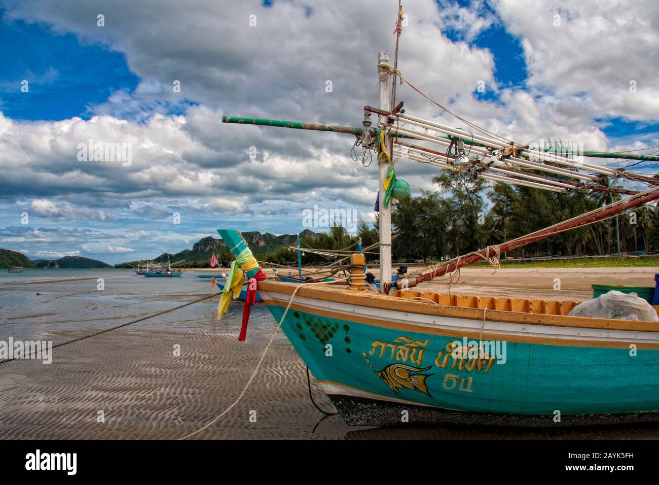 Fishing boat, Sam Roi Yot Beach, Thailand Stock Photo - Alamy