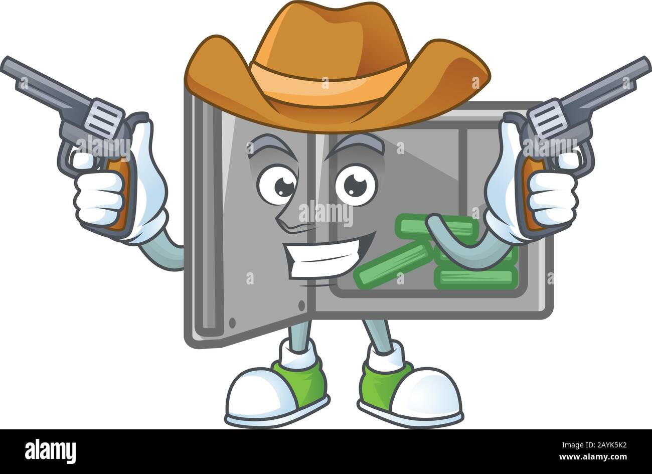 The brave of security box open Cowboy cartoon character holding guns ...