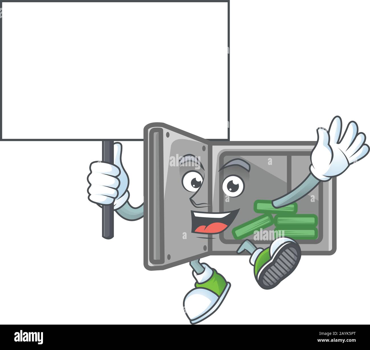 A picture of security box open cartoon character with board Stock ...