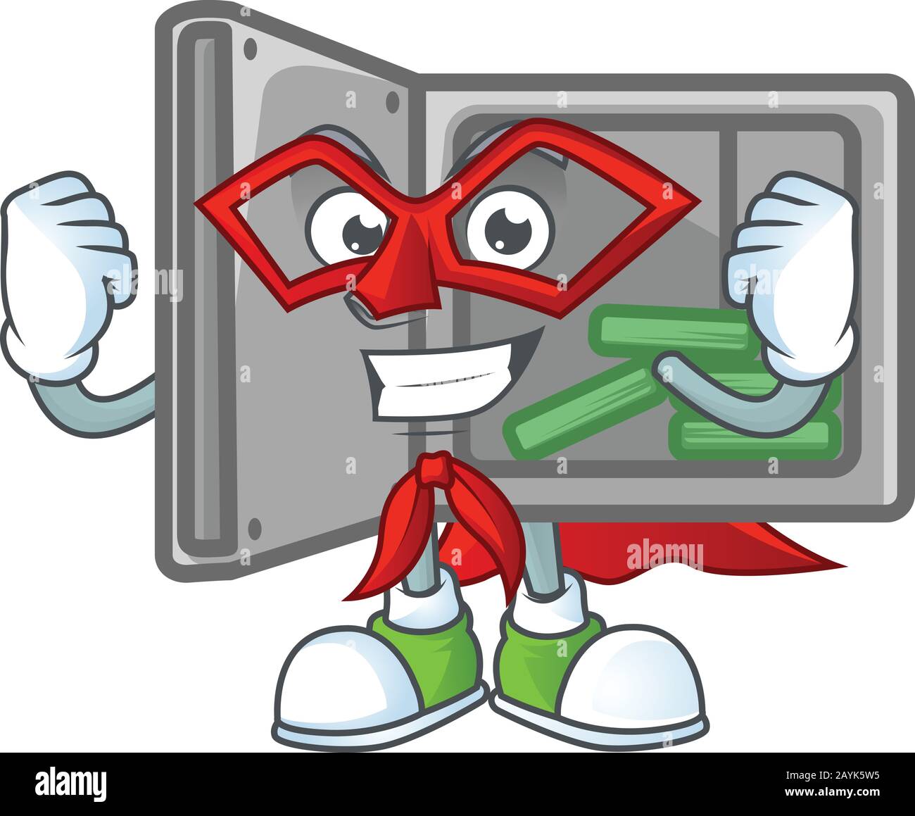 A friendly picture of security box open dressed as a Super hero Stock ...