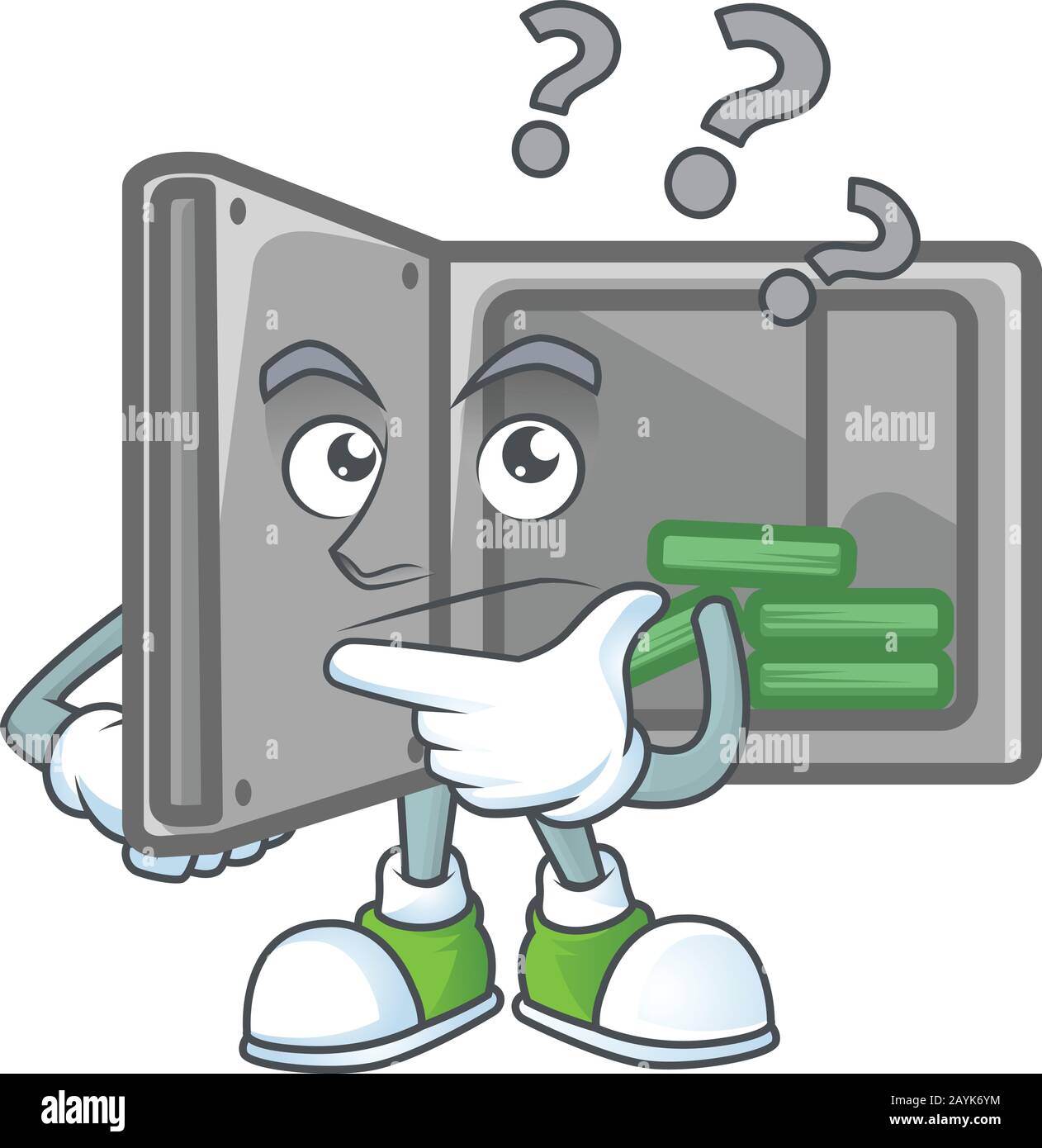 Security box open cartoon mascot style in a confuse gesture Stock ...