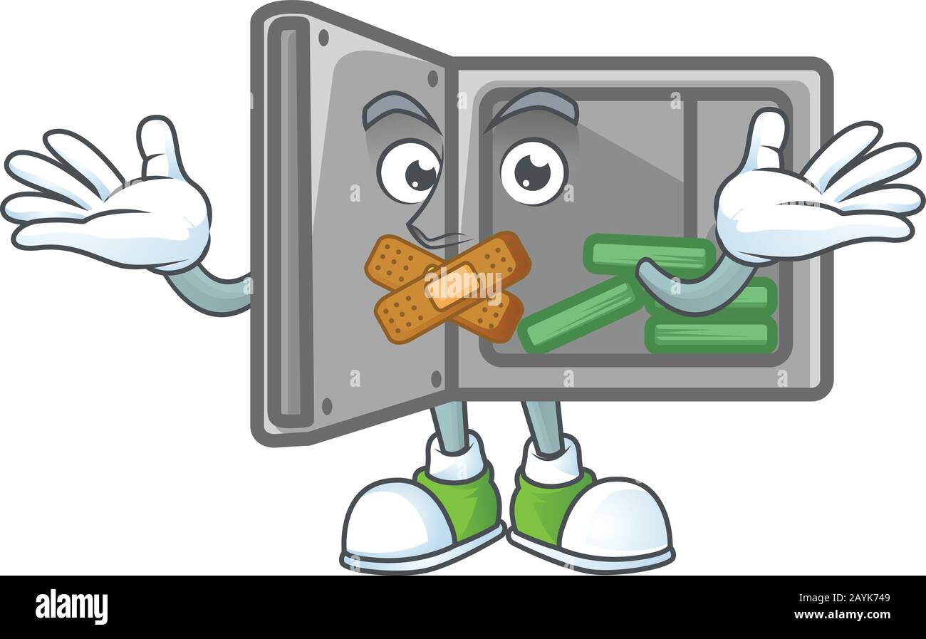 mascot cartoon character design of security box open making a silent ...