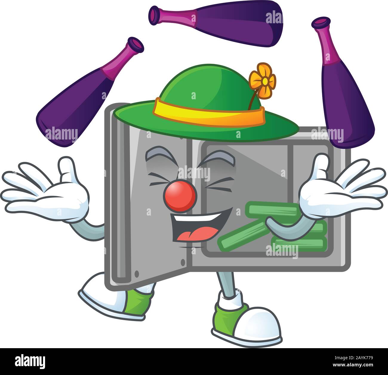 Smart security box open cartoon character style playing Juggling Stock ...