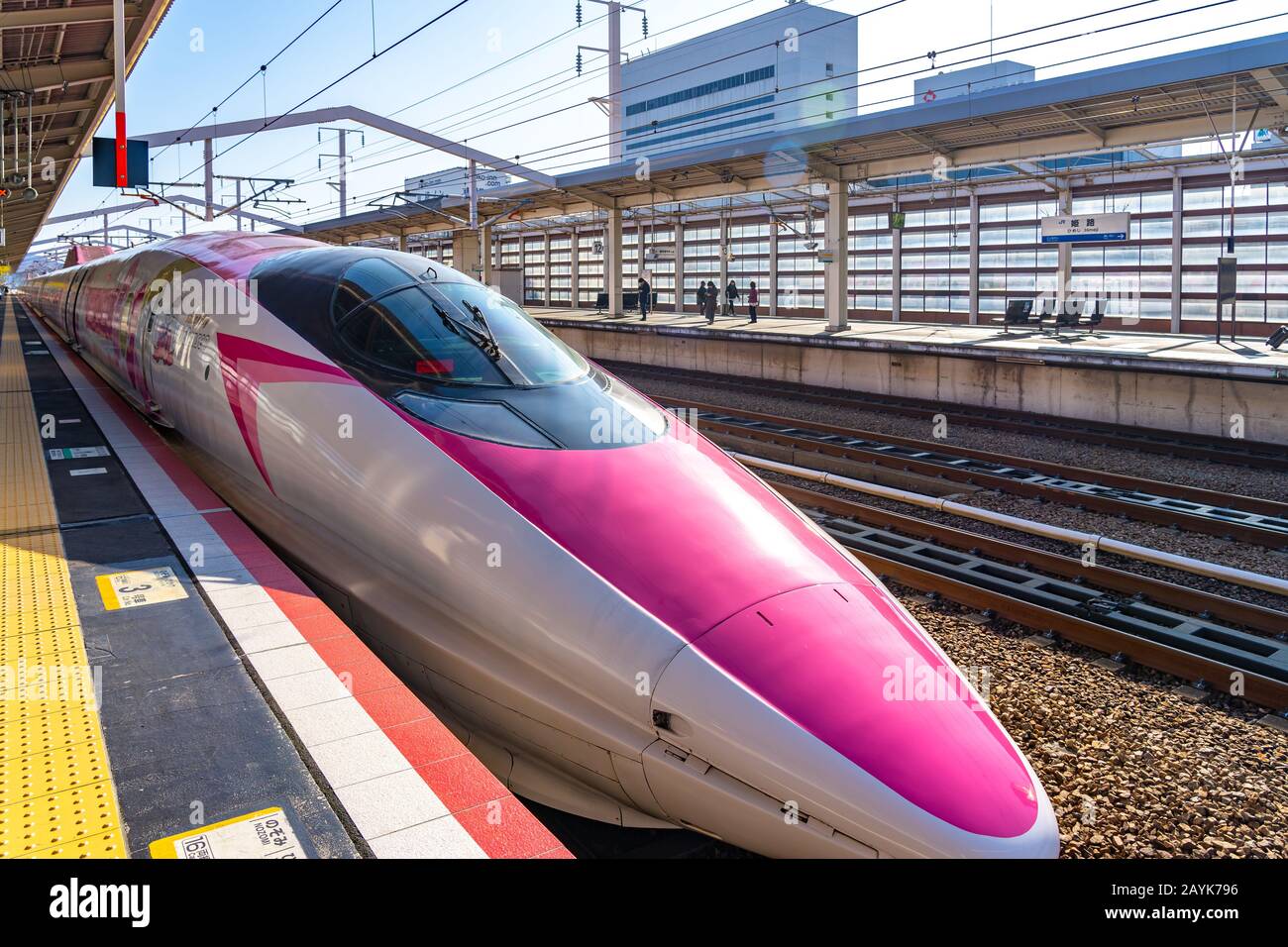 Hello Kitty Shinkansen bullet train, service on Sanyo Shinkansen line. Operated by West Japan ...