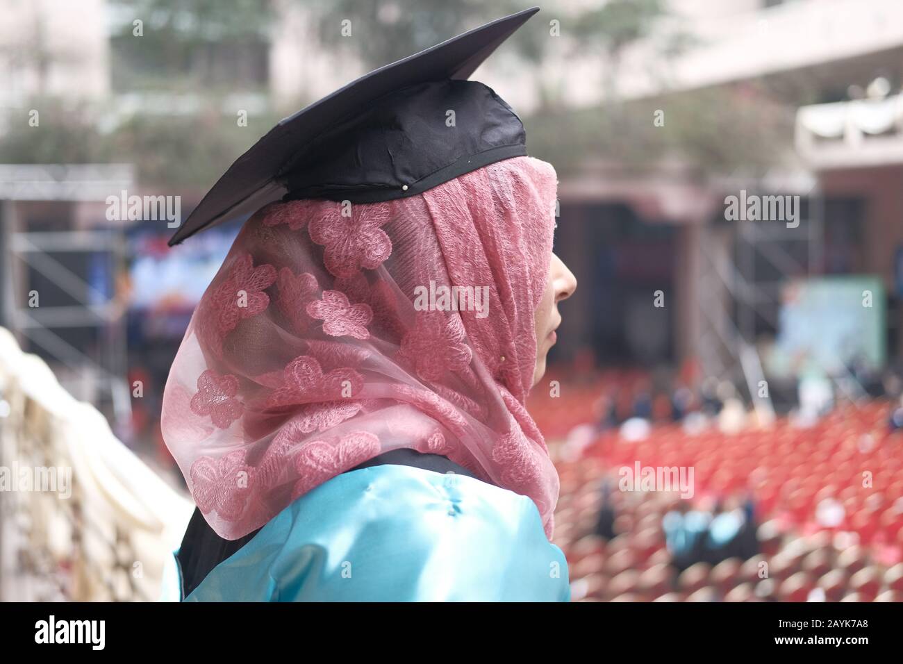 Close up of muslim women wearing graduation hat Stock Photo - Alamy