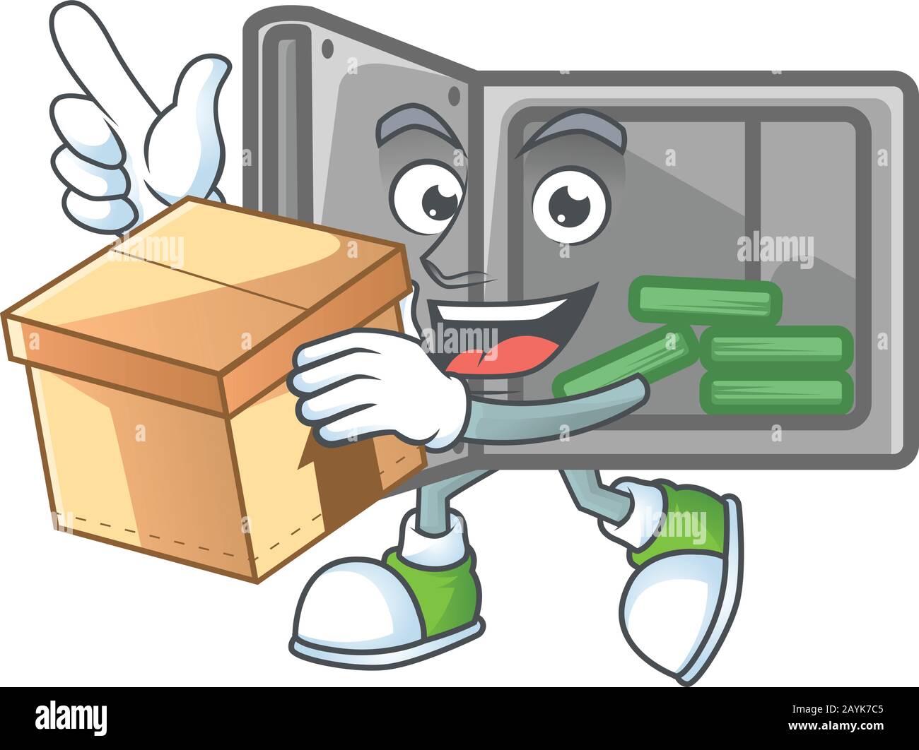 A charming security box open mascot design style having a box Stock ...